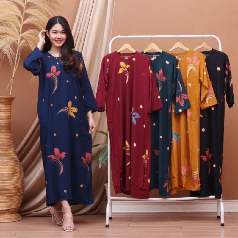 Jual Daster Lukis Lengan panjang kancing depan bumil busui bahan rayon ...