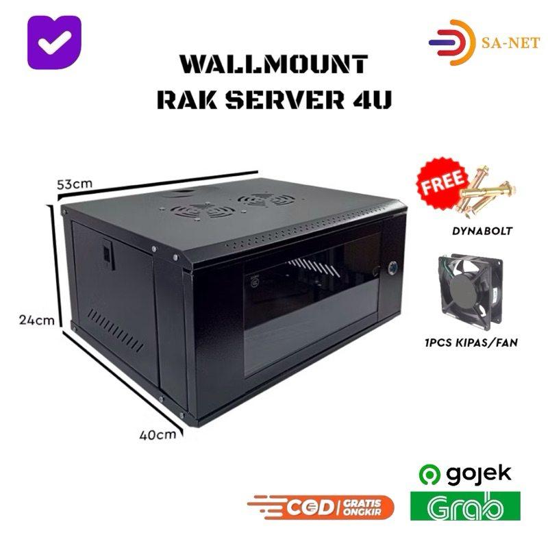 Jual Wallmount / Cabinet Rack Server 4U / Rak Ukuran 4U Single Glass ...