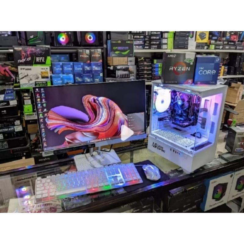 Jual PC Gaming Editing core i7 Ram 16 gb Ssd 240 gb monitor 24 in full set | Shopee Indonesia