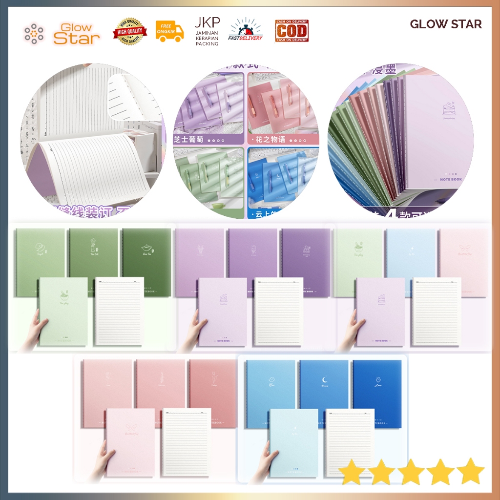 Jual Notebook B5 Isi 4 Warna Pastel Estetik, Buku Catatan 40 lembar ...