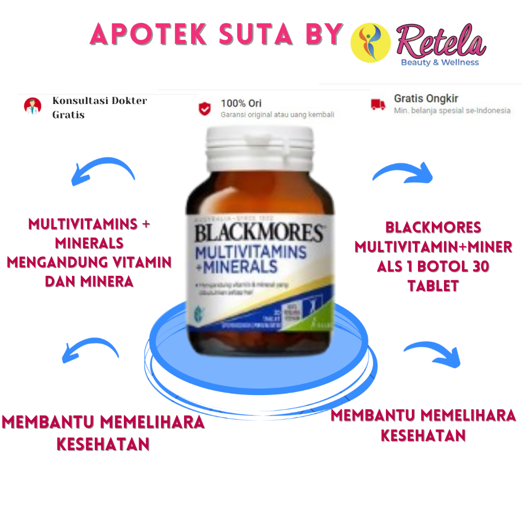 Jual BLACKMORES MULTIVITAMIN+MINERALS 1 BOTOL 30 TABLET | Shopee Indonesia