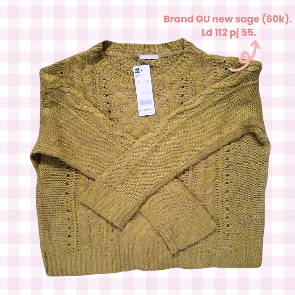 Jual GU Uniqlo Sweater Knit rajut kepang baru new with tag| Milkmaid cosplay lolita Vintage ...