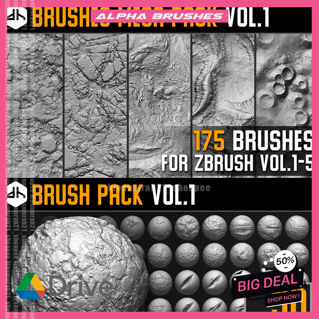 Jual Digital Hunky Brushes Mega Pack Vol.1 Alpha Map Brushes Alphas | Shopee Indonesia