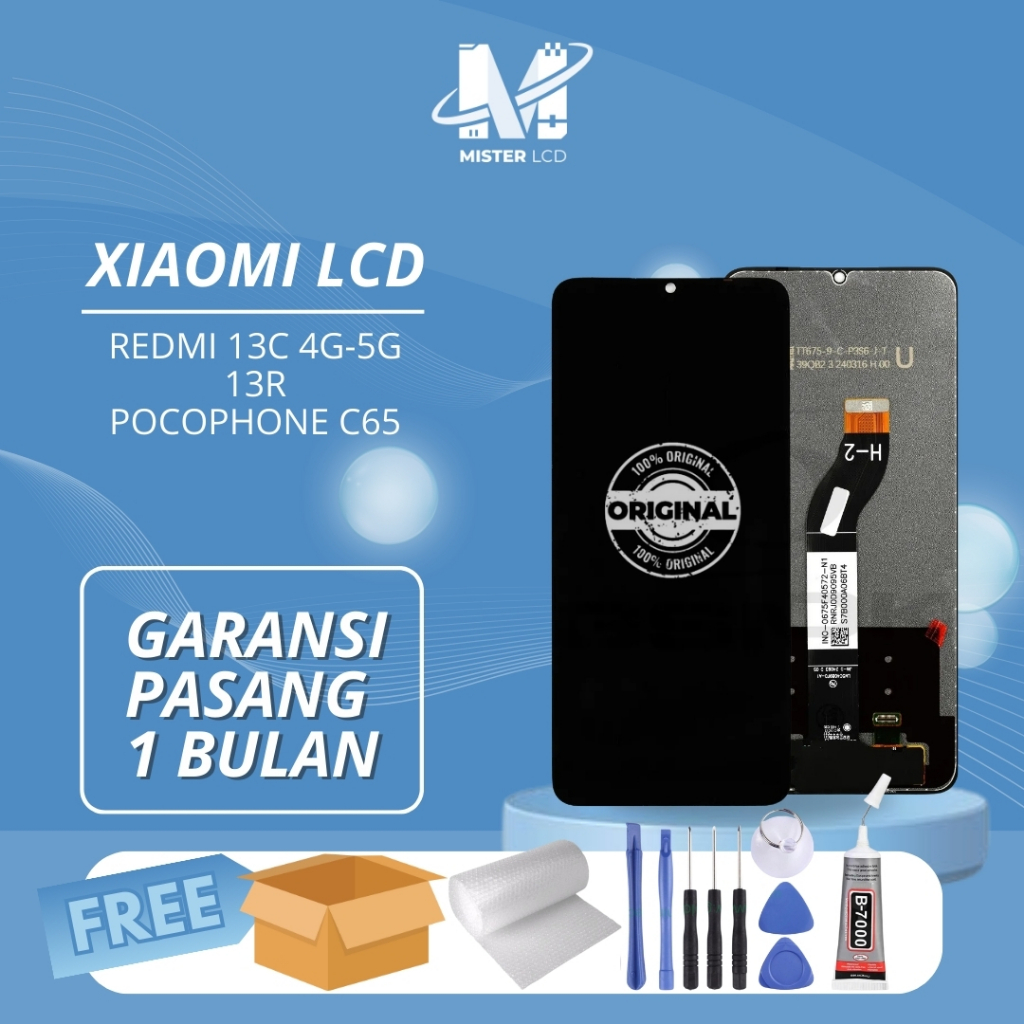 Jual LCD XIAOMI REDMI 13C 4G-5G / 13R / POCO C65 FULLSET ORIGINAL FREE LEM + OPENING SET ...