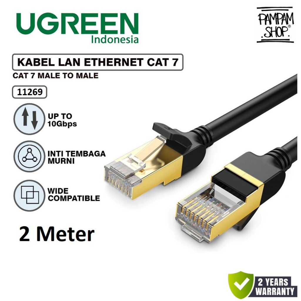 Jual UGREEN 11269 Kabel LAN RJ45 CAT 7 Gigabit 2 Meter 2M Ethernet FTP ...