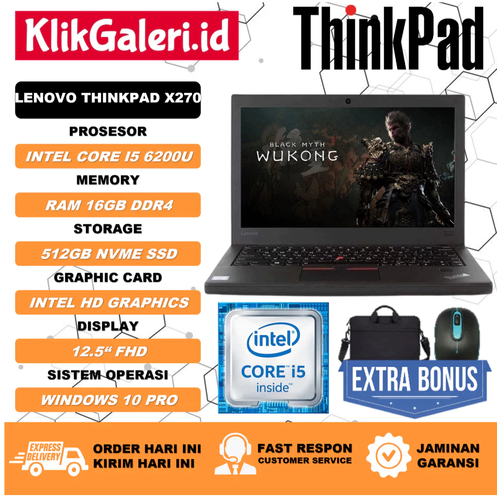 Jual LENOVO THINKPAD X270 CORE i5 RAM 16GB 512GB SSD 12.5 FHD WIN 10 PRO BLACK | Shopee Indonesia