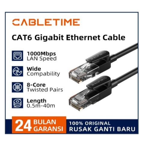 Jual Cabletime Kabel LAN RJ45 Cat 6 Gigabit Ethernet UTP Cable | Shopee Indonesia