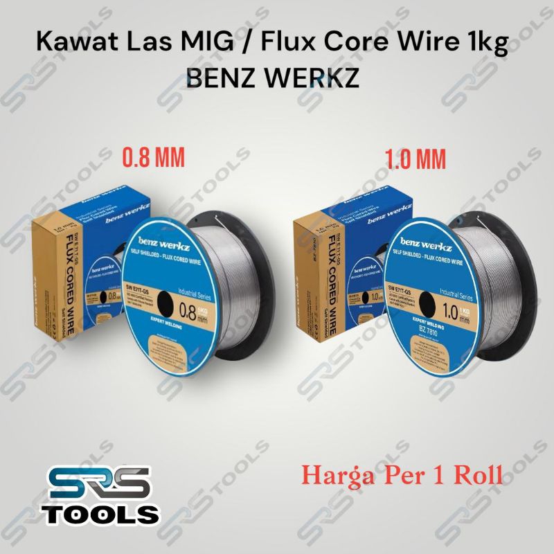 Jual Benz Kawat Las CO2 Flux Core Wire MIG 0.8mm 1.0mm 1kg E71T-GS Tanpa Gas CO 2 Untuk Besi 0.8 ...