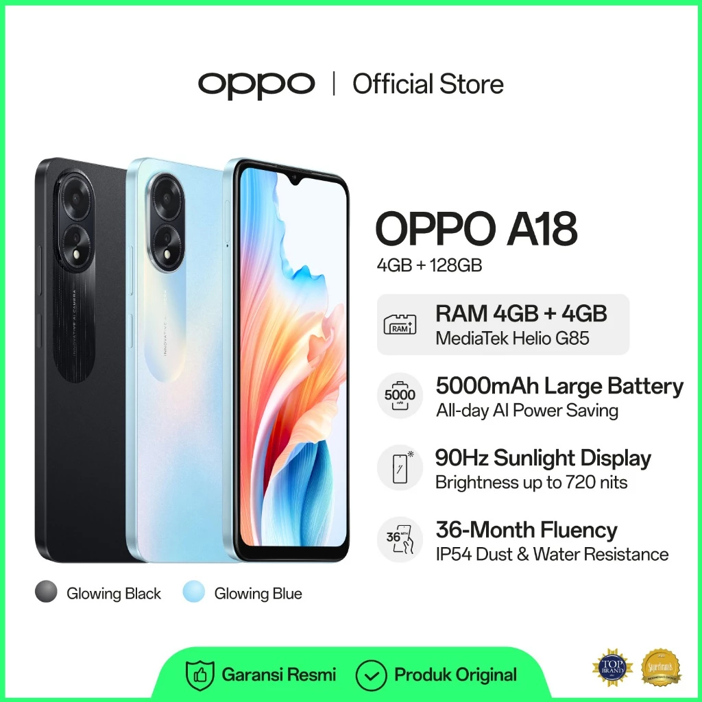 Jual [NEW] OPPO A18 4GB/128GB Garansi Resmi [Batam Only] | Shopee Indonesia