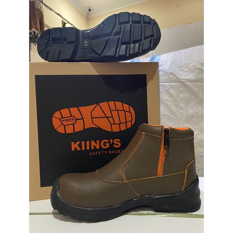 Jual SEPATU SAFETY KIINGS SLETING KULIT ASLI UJUNG BESI | Shopee Indonesia