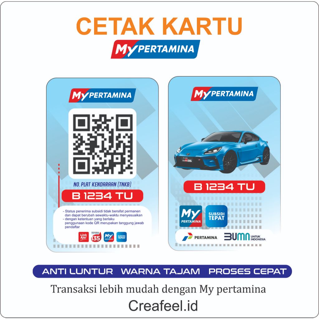 Jual Cetak kartu My pertamina bbm subsidi pertamina bisa custom gambar dan foto | Shopee Indonesia