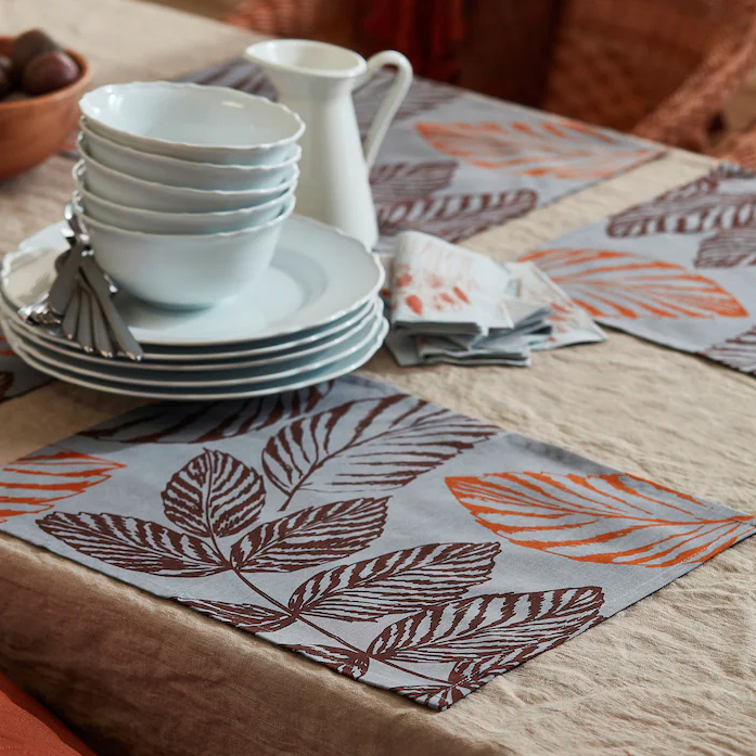 Jual Alas piring plate mat abu abu corak daun meja makan IKEA aesthetic ...