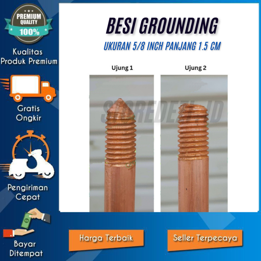 Jual Batang Besi Arde Grounding Rod Listrik Copper Bonded 5/8 Inch ...
