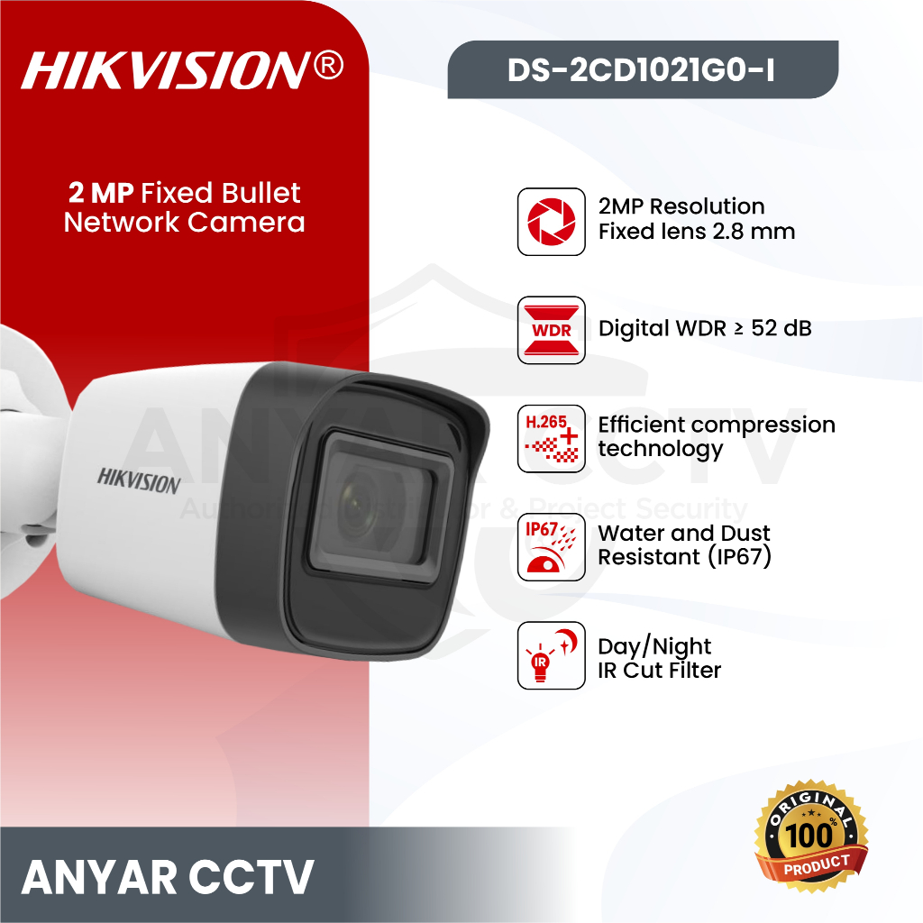 Jual HIKVISION DS-2CD1021G0-I IP CAMERA 2MP FIXED BULLET CAMERA | Shopee Indonesia