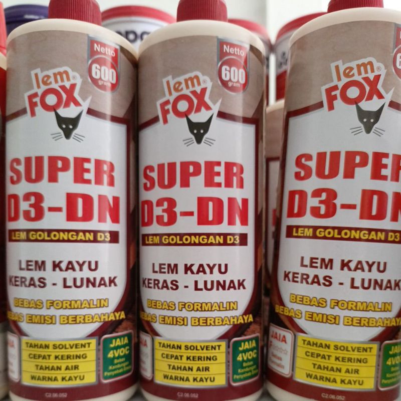 Jual Lem Fox D3-DN, Lem HPL Kayu PVAc Super D3 Botol 500 gram | Shopee ...