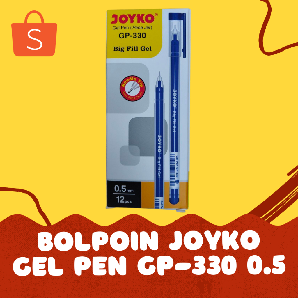 Jual Pulpen / Bolpoin Joyko Gel Pen 0.5mm GP-330 Warna Hitam & Biru ...