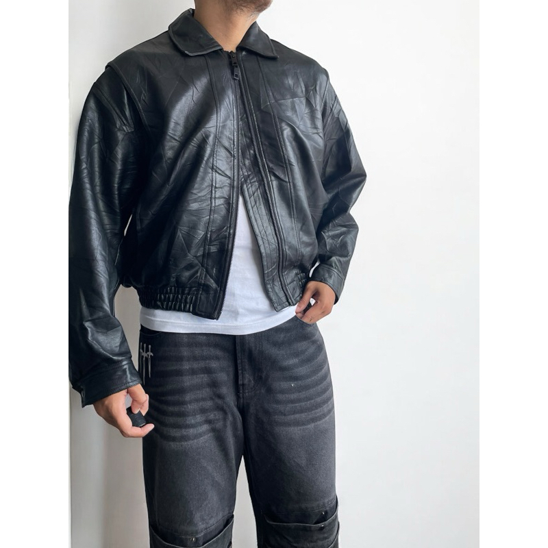 Jual VINTAGE LAFUDGE STORE BOXY LEATHER WORK JACKET- 90’S | Shopee ...