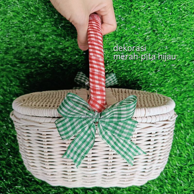 Jual Keranjang rotan piknik kecil cat putih | Shopee Indonesia