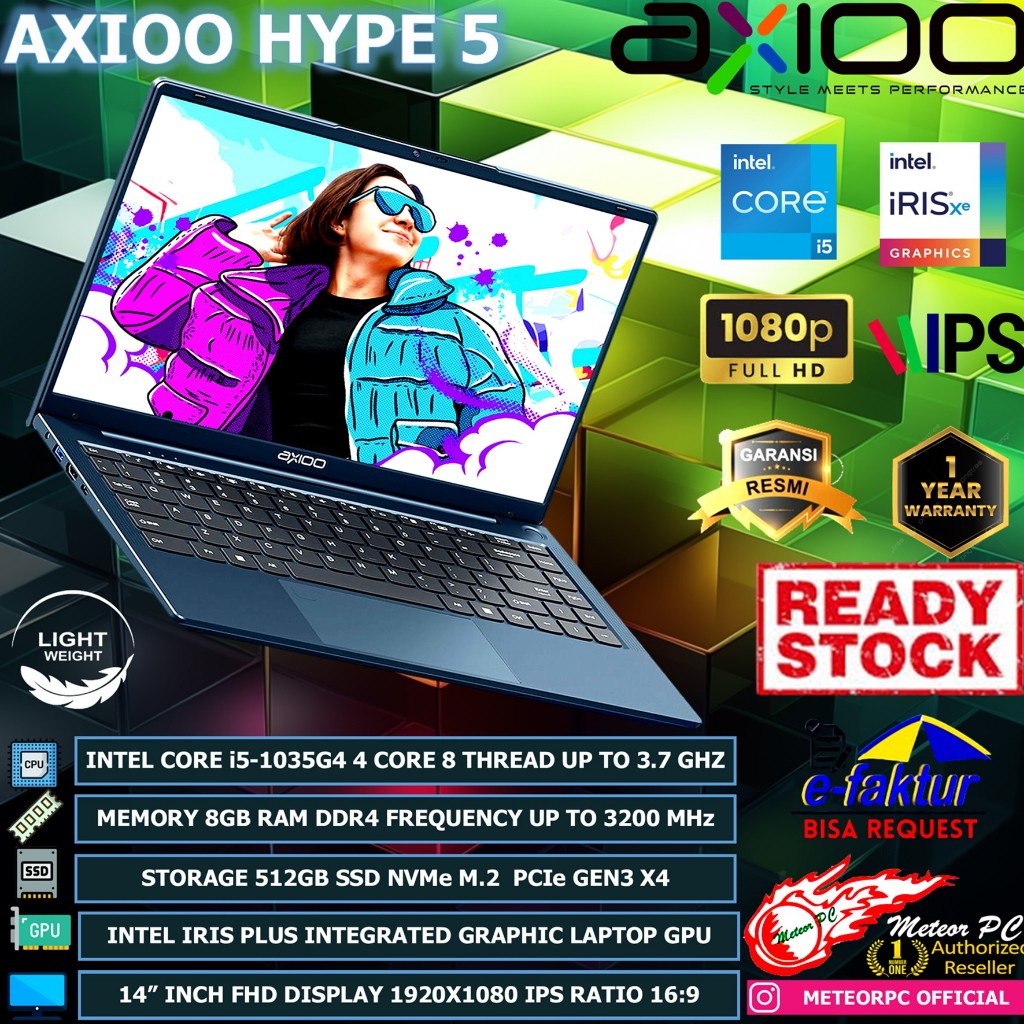 Jual LAPTOP AXIOO HYPE 5 INTEL CORE I5 1035G4 8GB 512GB 14" FHD W11 OHS ...