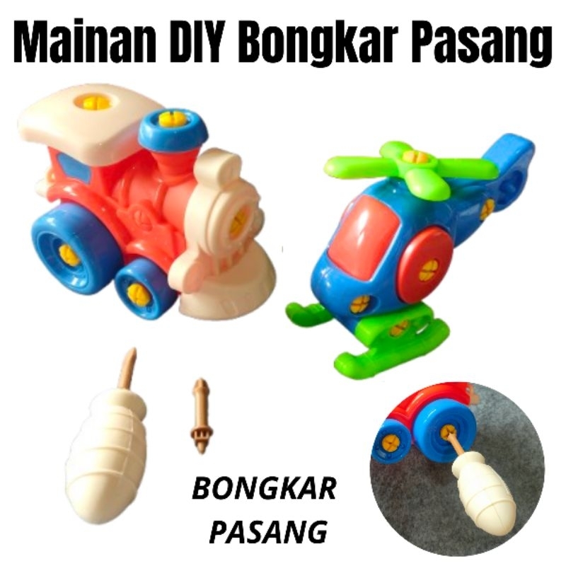 Jual Mainan edukasi DIY Hellycopter dan Kereta obeng mainan anak ...