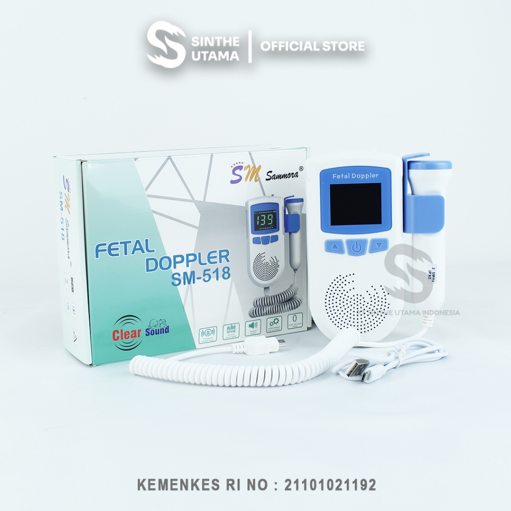 Jual Fetal Doppler Sammora SM-518 / Alat Tes Detak Jantung Bayi ...