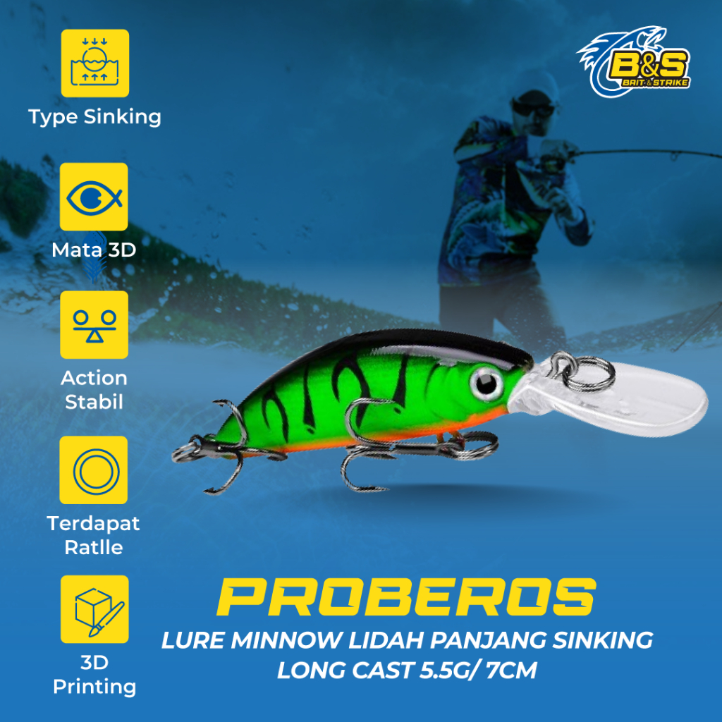 Jual PROBEROS Umpan Pancing Lure Minnow lidah Panjang 5.5g/7cm lure ...