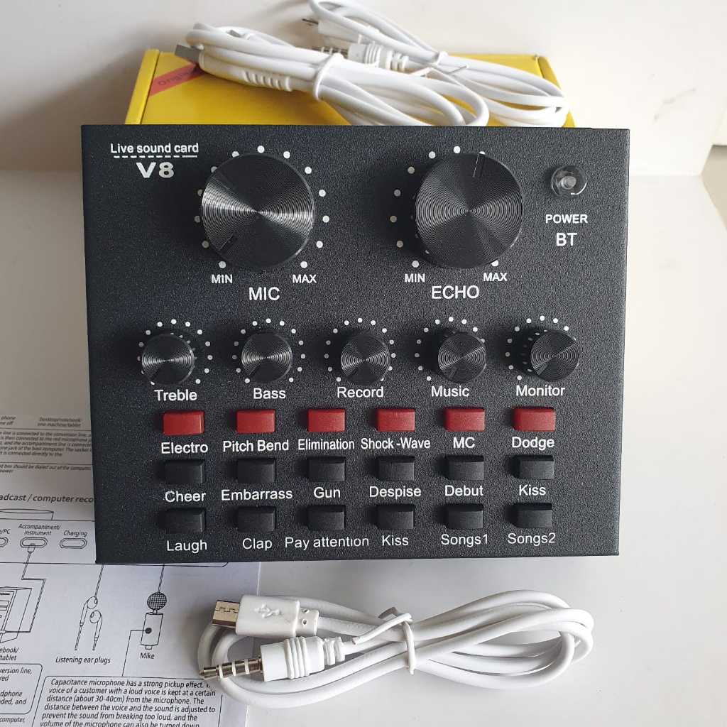 Jual Live soundcard v8 mixer external sound card V8 audio microphone ...