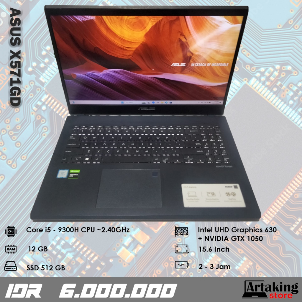 Jual SERI GAMING - Asus X571GD - Core i5 - Gen 9 th - Ram 12 GB - SSD 512 GB | Shopee Indonesia