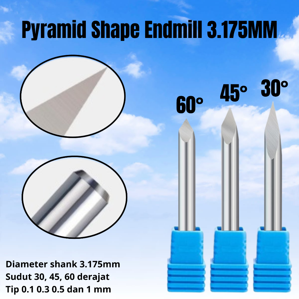 Jual Ms7 Grafir V bit pyramid shape Carbide mata router steel aluminium ...