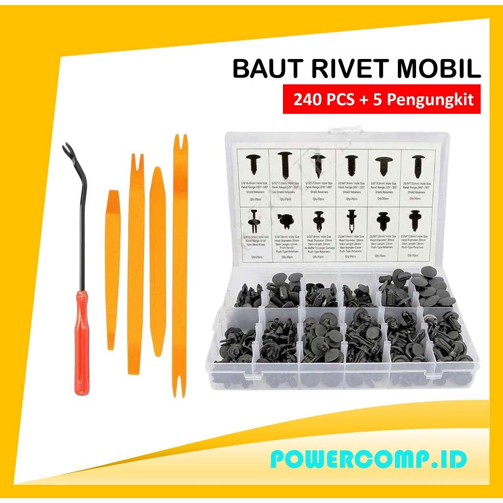 Jual Paket 240PCS Baut Rivet Mobil/Universal Klip Bumper Baut Body ...