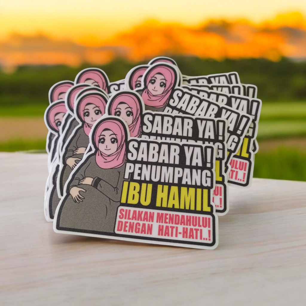Jual Stiker Ibu Hamil Kartun Lucu Stiker Print & Cut Stiker Motor Mobil ...