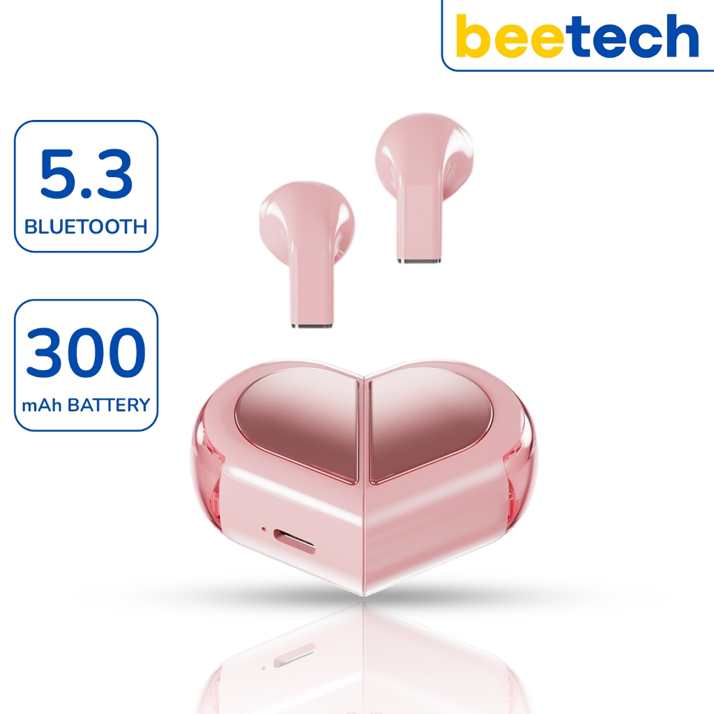 Jual Beetech Earphone Bluetooth 5.3 TWS Headset Love Heart Mini Stereo | Shopee Indonesia