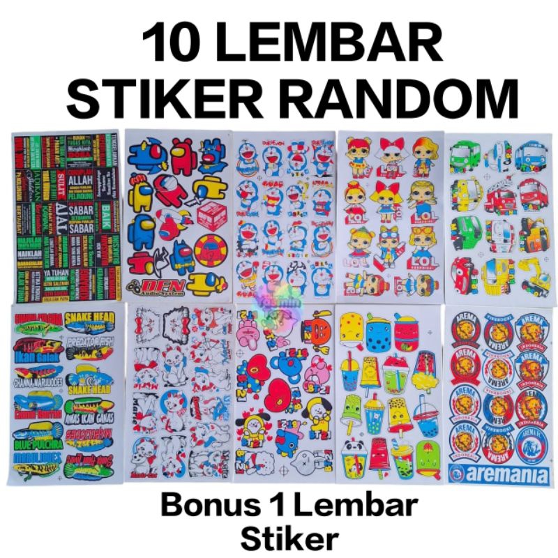 Jual 10lembar + Bonus 1lembar uk besar Macam macam Stiker lembaran ...