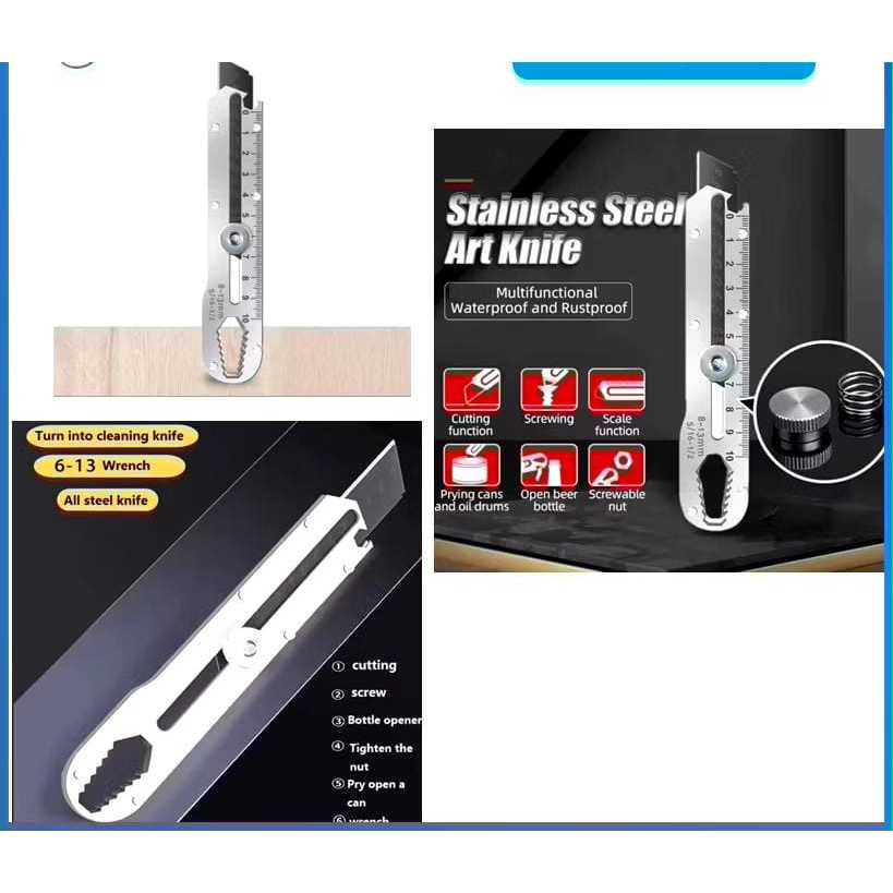 Jual Pisau Cutter Stainless Besi 9in1 Serbaguna | Shopee Indonesia