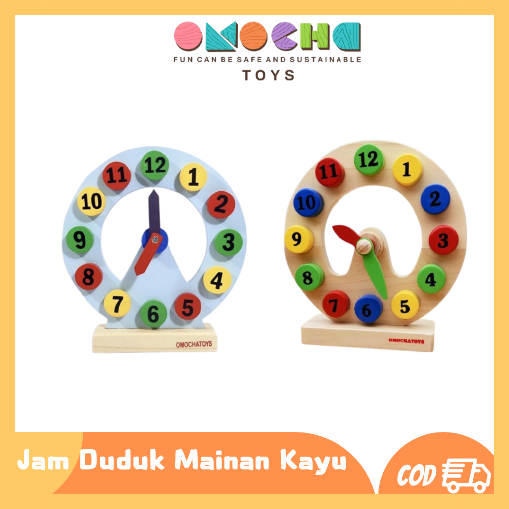 Jual Omocha Toys - Jam Duduk Mainan Kayu Alat Peraga Edukatif Belajar ...