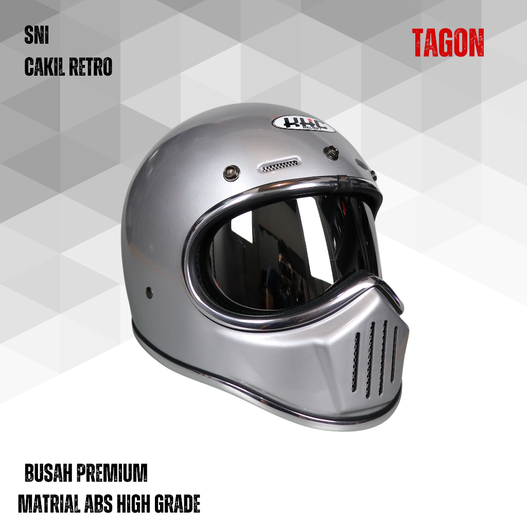 Jual Helm retro cakil sni warna silver busah premium matrial abs ...