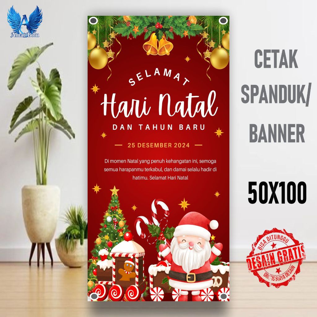 Jual Cetak Spanduk ,SELAMAT HARI NATAL Ukuran 50x100 cm Bisa Request ...