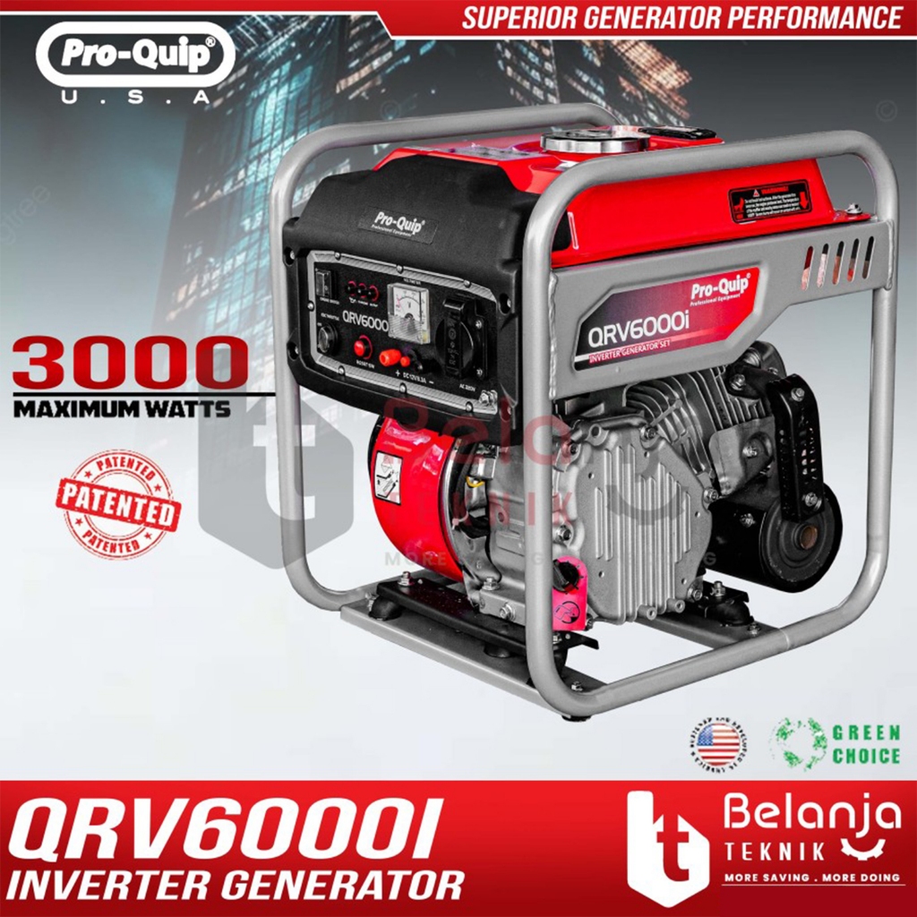 Jual Genset Inverter PROQUIP QRV6000i Generator Set Bensin Recoil 3000 ...