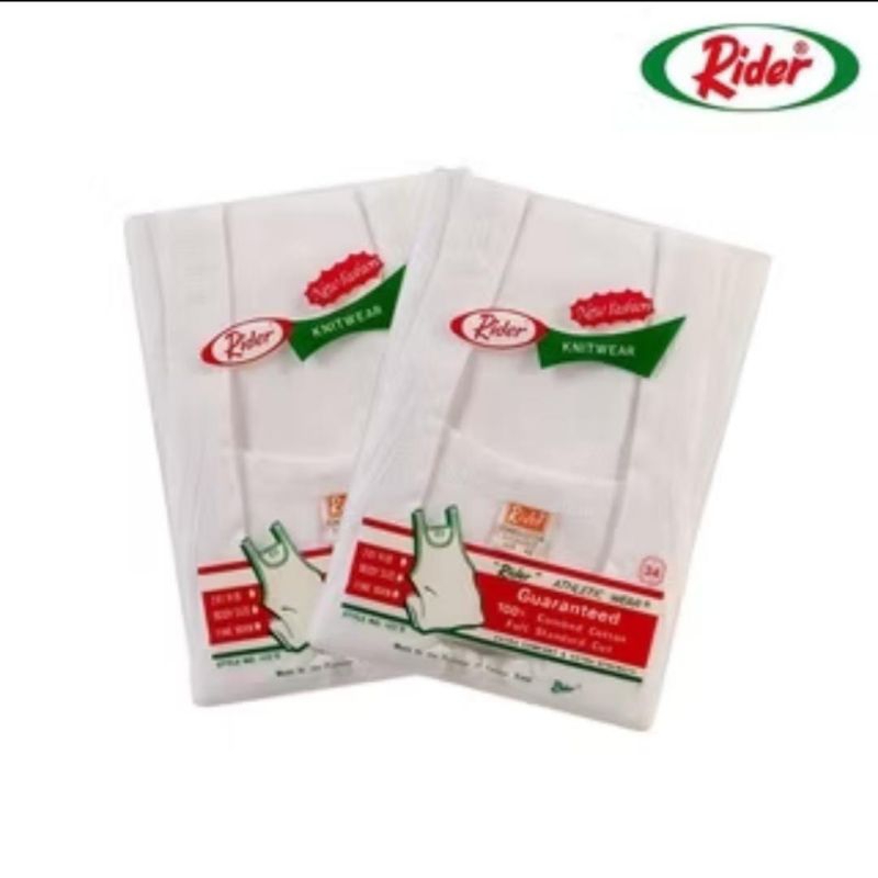 Jual Singlet Rider pria Dewasa (3pcs) Katun Putih 123, Kaos Dalam Tanpa ...