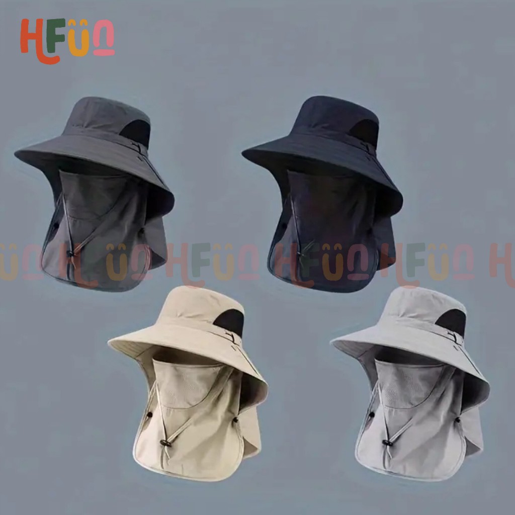 Jual Hfun Topi Anti-UV & Visor Lebar dengan masker untuk Pria dan ...
