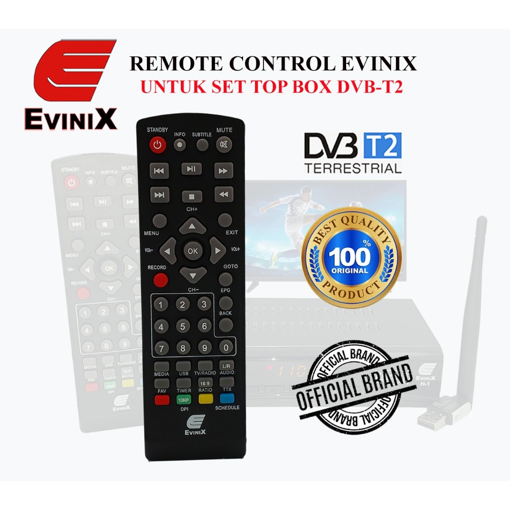 Jual Remote Original STB Set Top Box Evinix H-1 Model Kotak | Shopee ...