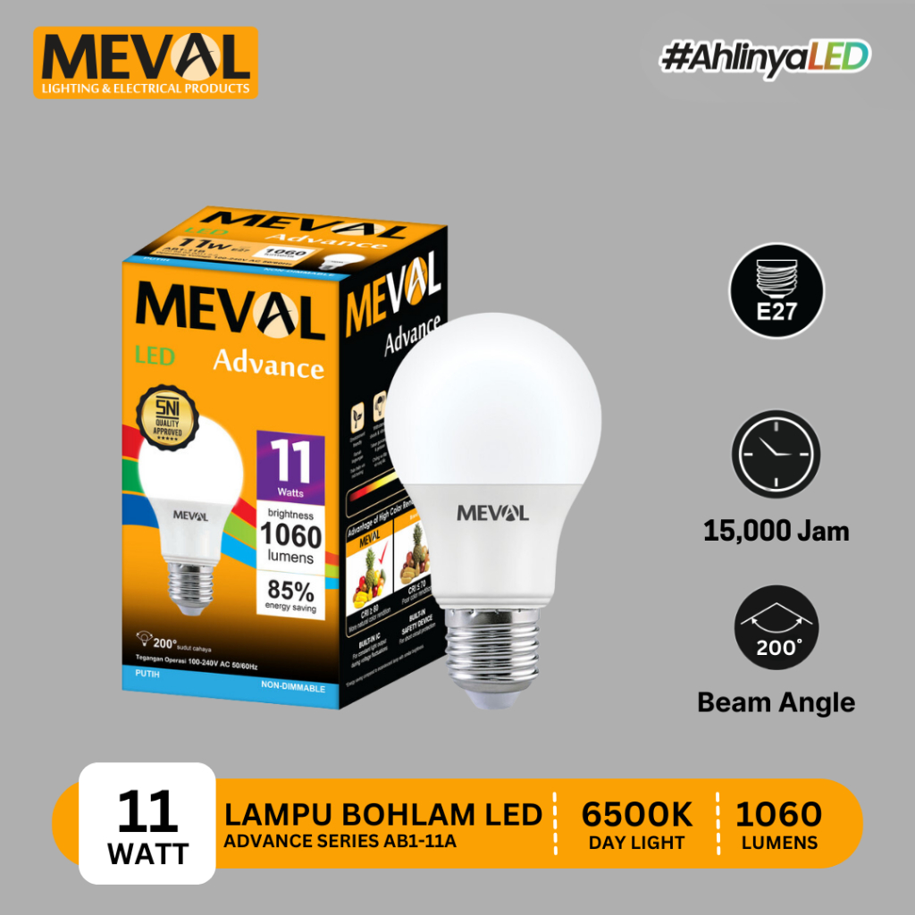 Jual MEVAL Lampu Bohlam LED Bulb Advance 11 Watt | Shopee Indonesia