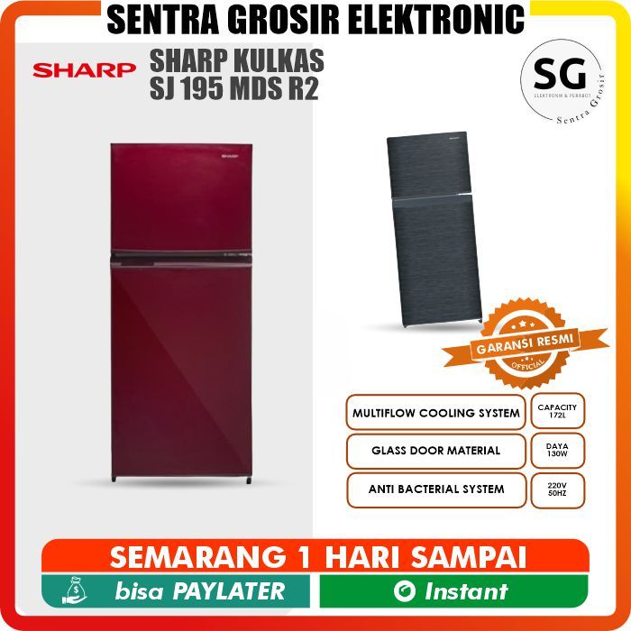 Jual SHARP Kulkas 2 Pintu Kapasitas 172 Liter SJ-195MD-SR2 | Shopee ...