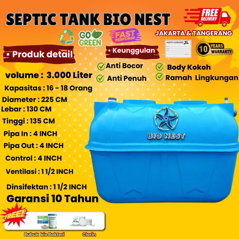 Jual septic tank bio biotech biotaff biofilter biotank bionest 3.000 ...