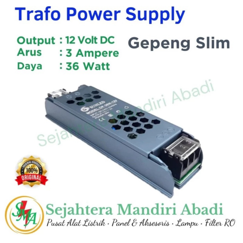 Jual Trafo Jaring Power Supply 12V 3A 36W 12 Volt 3 Ampere 36 Watt Switching Gepeng Slim Trafo ...