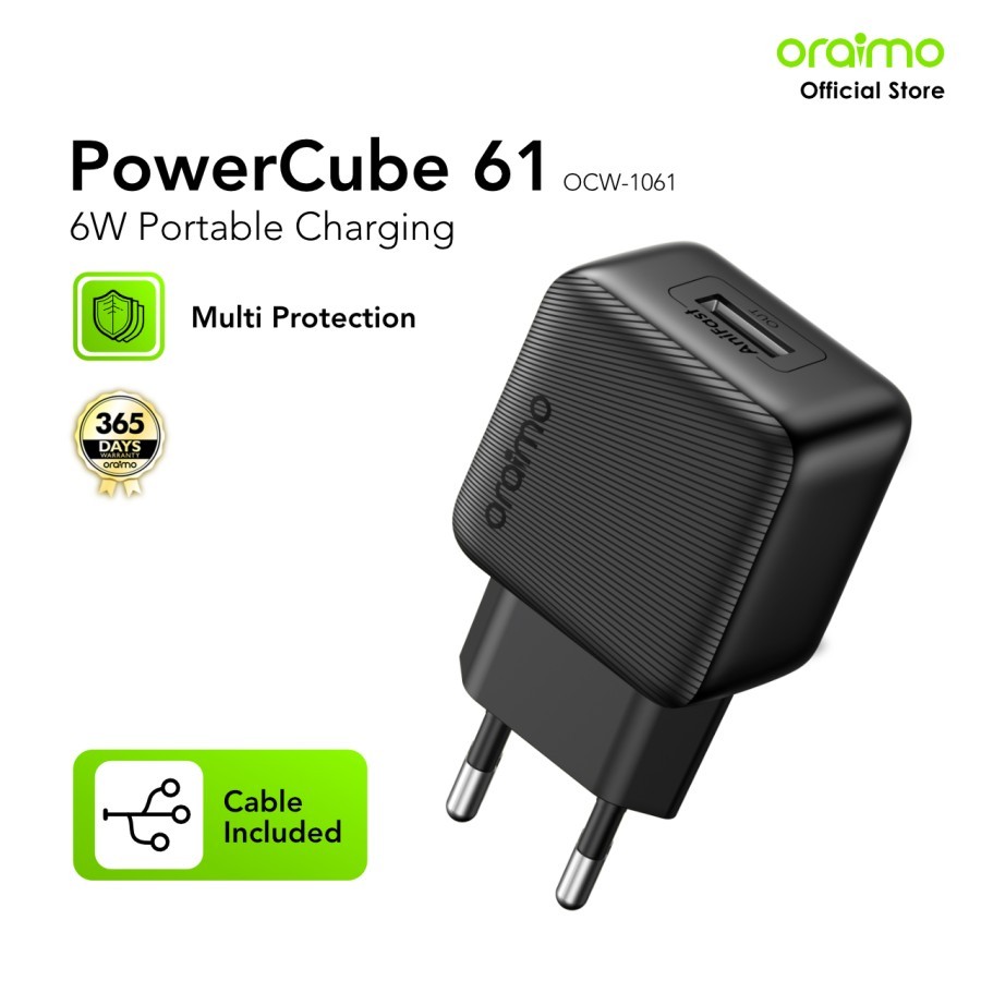 Jual Oraimo Charger Handphone Single Port USB PowerCube 61 OCW-1061E ...