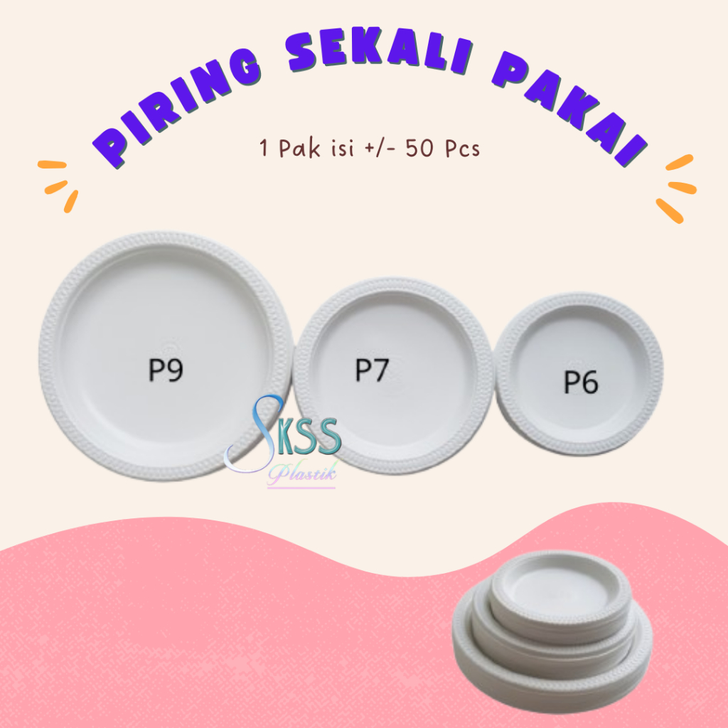 Jual Piring Plastik Besar Sedang Kecil Sekali Pakai l Piring Makan ...