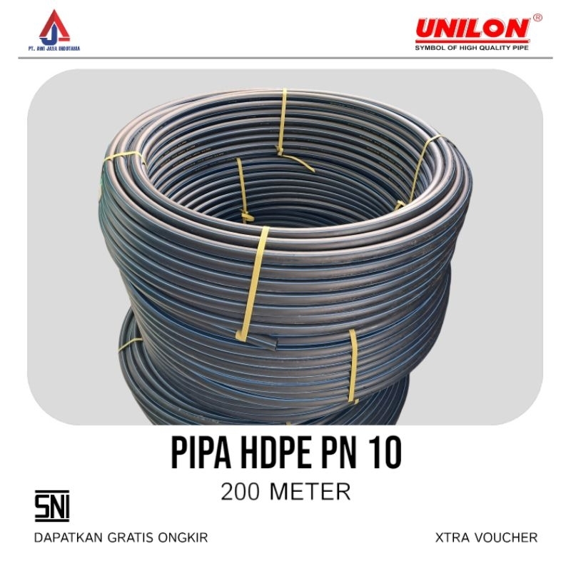 Jual PIPA HDPE 1 INCH UNILON PN10 SDR17 1 ROLL 200 METER | Shopee Indonesia