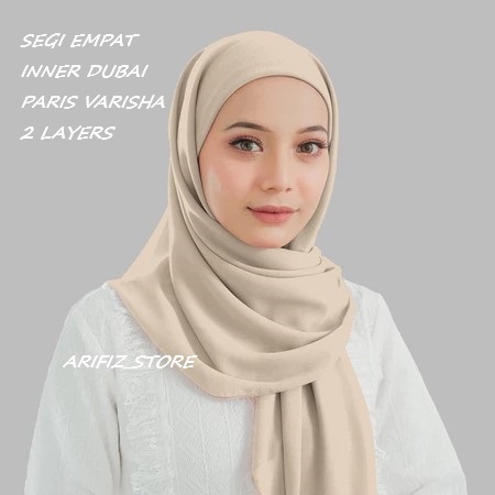 Jual SEGI EMPAT INNER PARIS DUBAI INNER Segi Empat 2 layers Kerudung ...