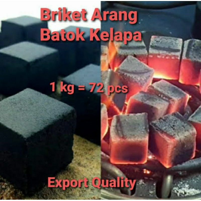 Jual KHUSUS JAMBI Arang Briket 1kg Batok Kelapa Coconut Balok Cube Coco ...